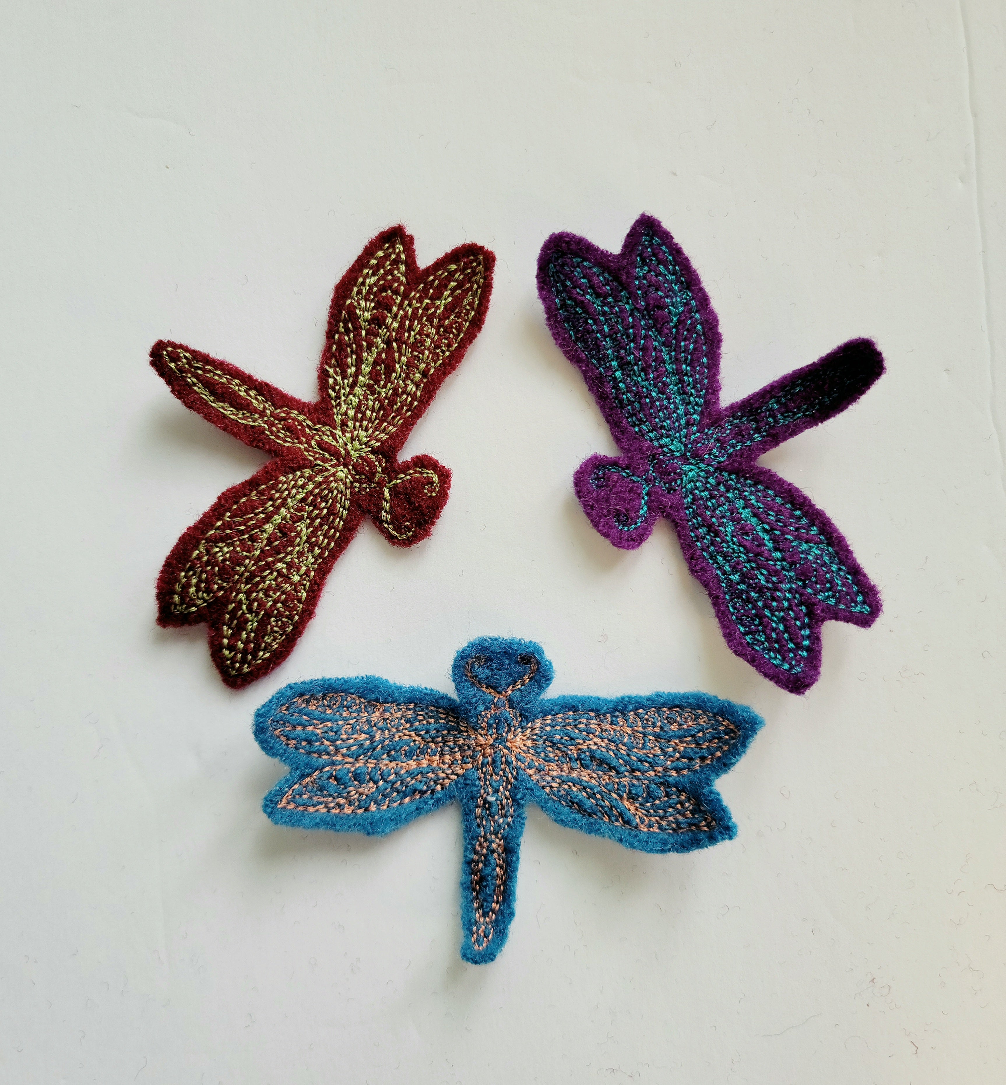 Embroidered Wool Patches- Dragonflies – Homespun by Ruth